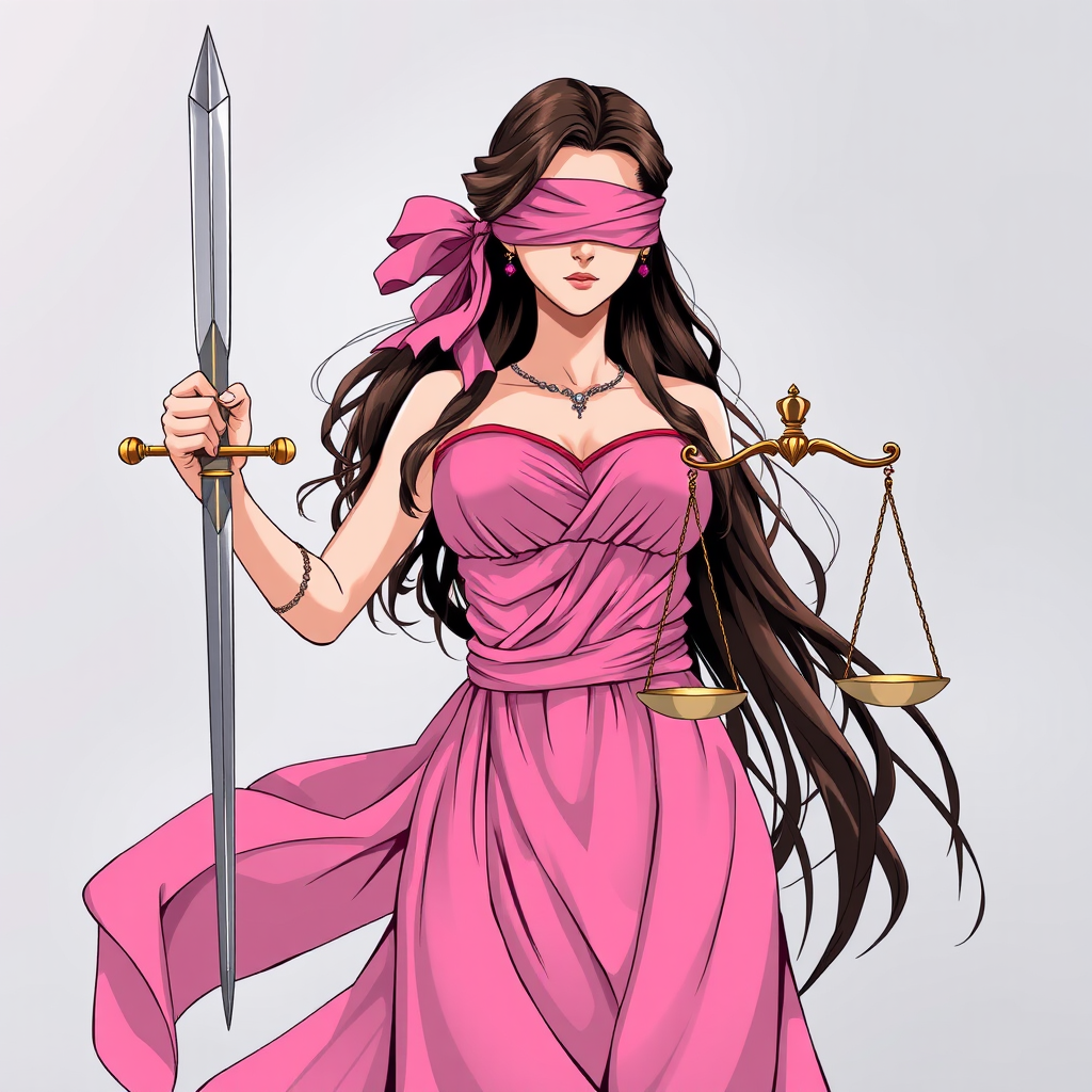 Lady Justice: A Symbol of Fairness and Equality Draped in Pink Elegance