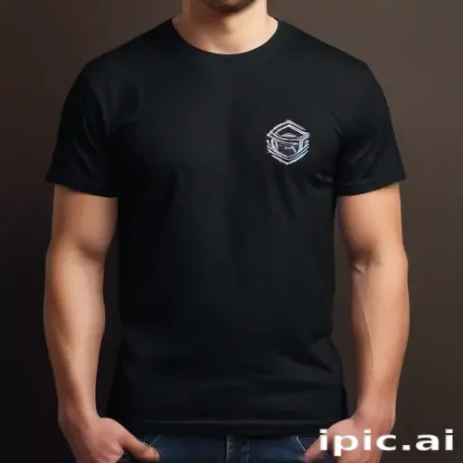 Stylish Black T-Shirt Featuring a Unique Colorful Graphic Design on Front