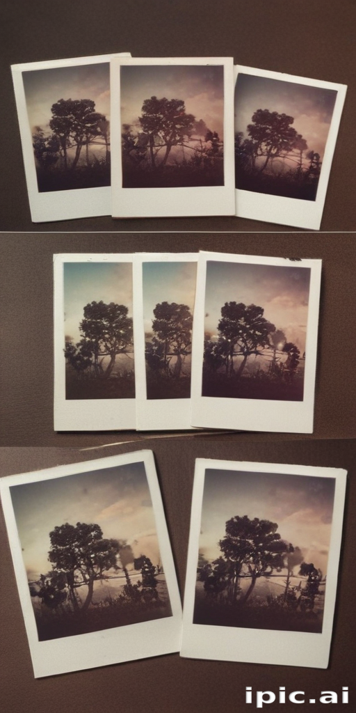 Collection of Vintage Polaroid Photos Featuring Silhouetted Trees ...