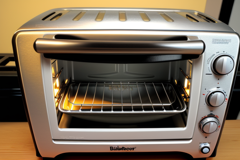 Modern Silver Toaster Oven with Interior Light and Adjustable Settings
