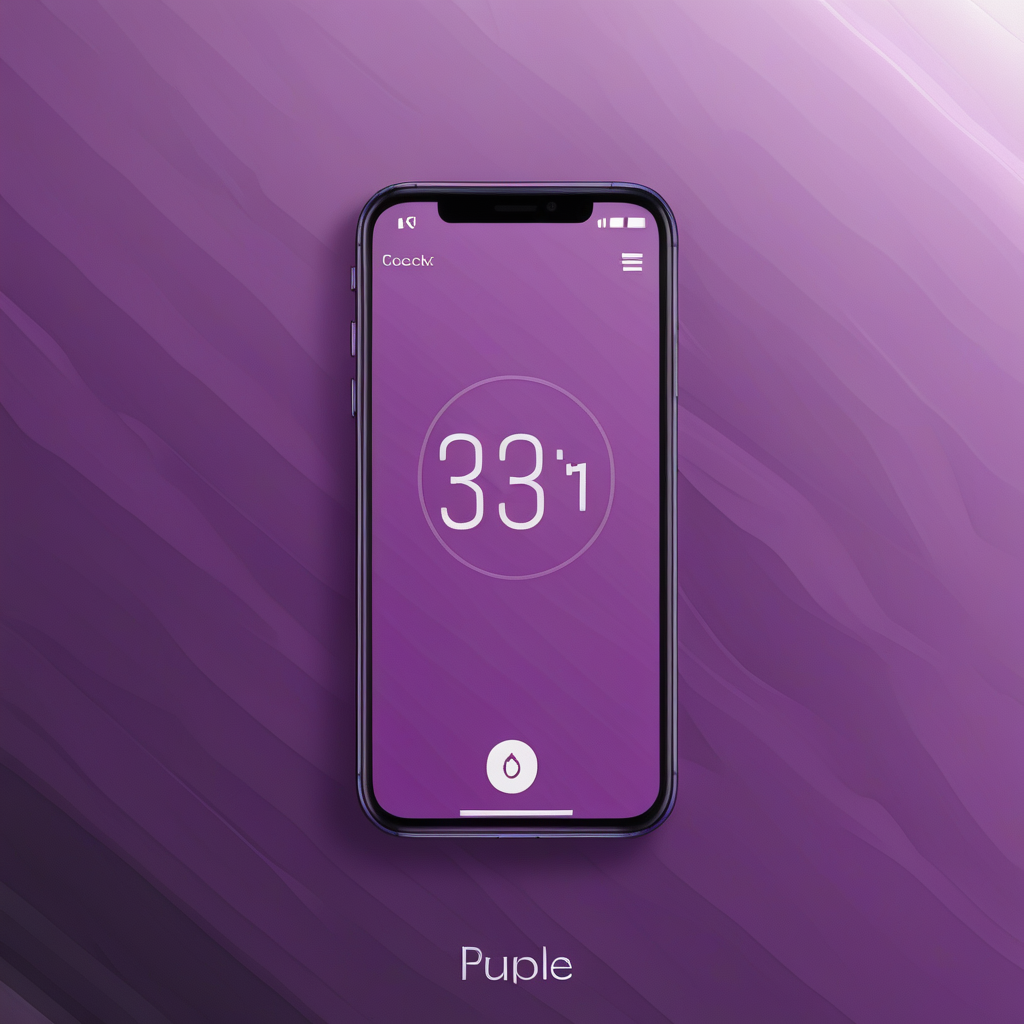 Mobile App Interface Displaying Temperature of 33 Degrees in Purple Theme