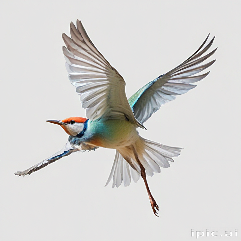 A Colorful Bird in Mid-Flight with Vibrant Wings Spread Wide Open