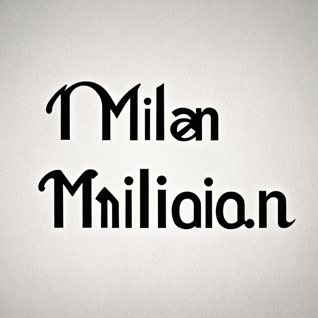black white design with the word milian