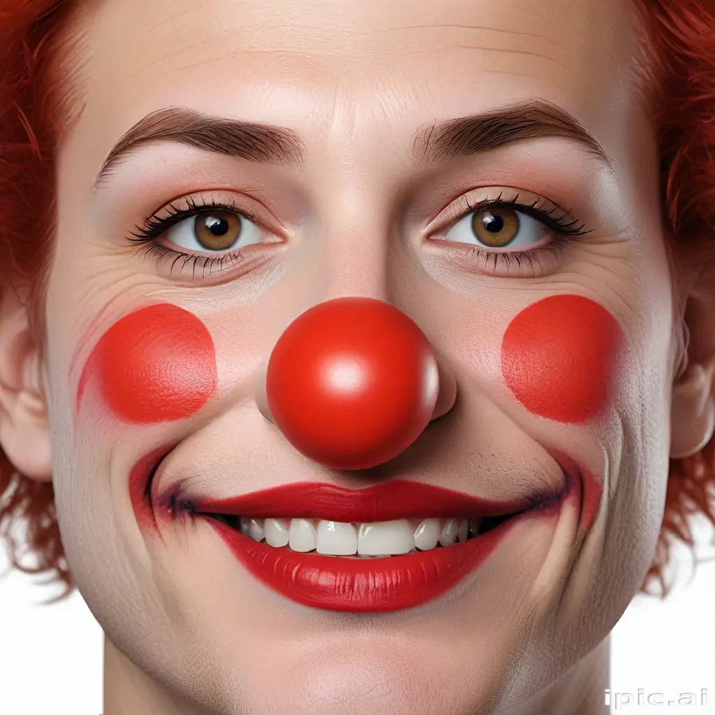 Joyful Clown with Bright Red Nose and Cheerful Expression Captured ...