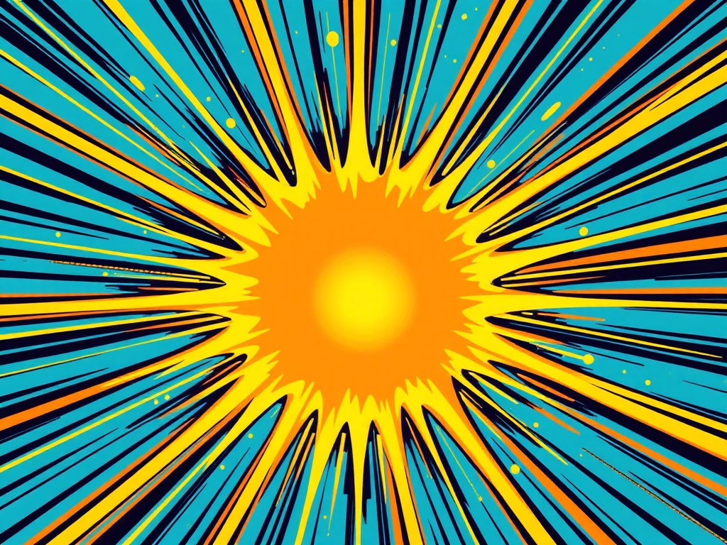 Vibrant Explosion of Colorful Rays Radiating from a Central Sun Burst