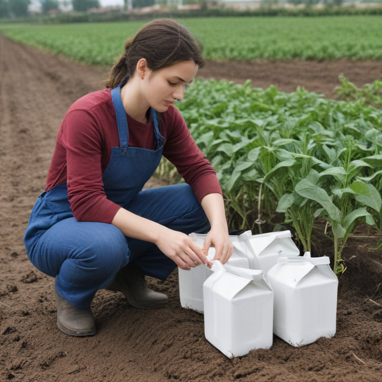 planting milk powder cartons in a farm