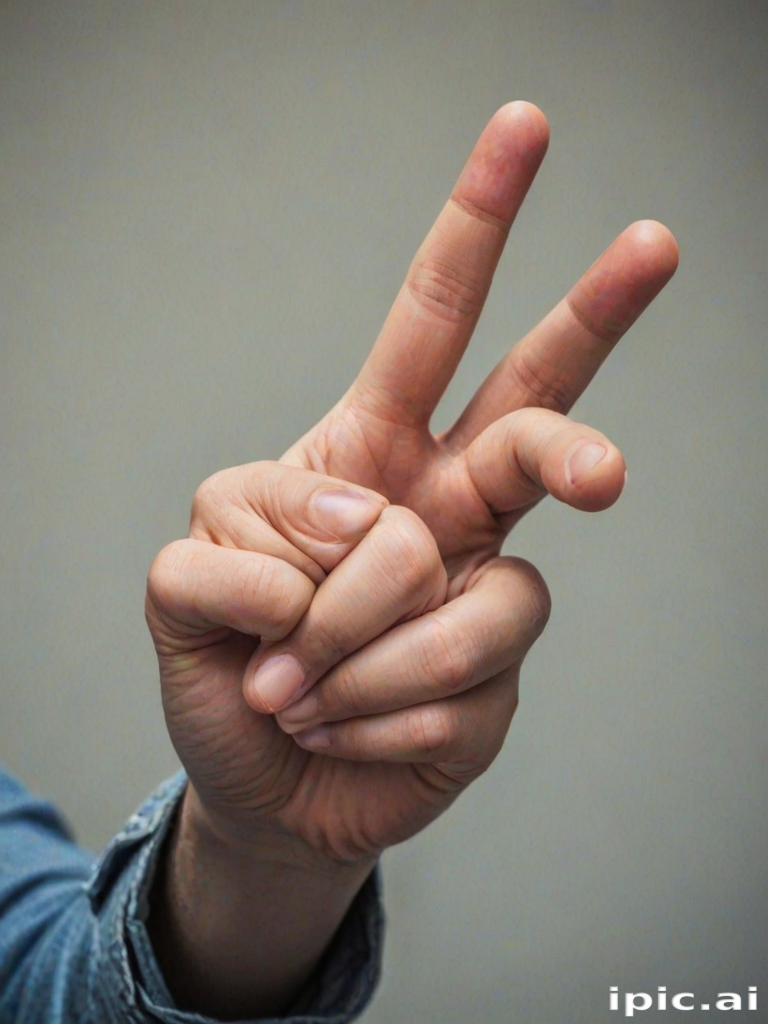 A Creative Gesture: The Peace Sign Formed with Two Hands Intertwined.