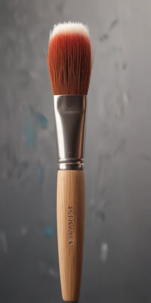 A Close-Up View of a Professional Makeup Brush with Wooden Handle