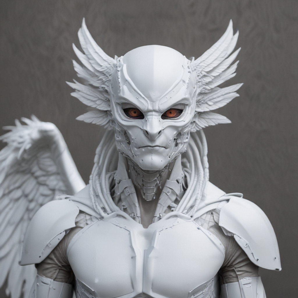 all white predator with wings and horns