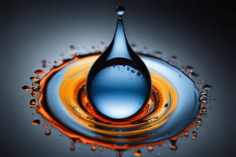 Captivating Water Droplet Creating Ripples in a Colorful Liquid Surface