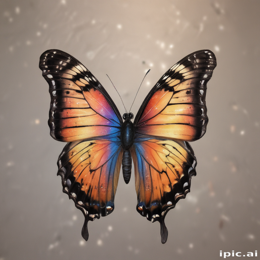 A Vibrant Butterfly Spreading Its Colorful Wings Against a Soft Background