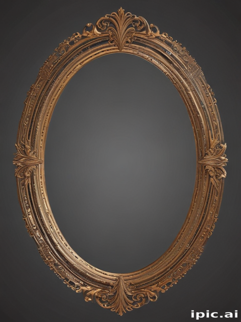 Elegant Ornate Oval Mirror Frame with Intricate Carved Details and Design