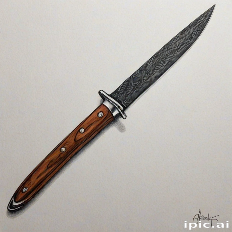 Intricately Designed Knife with a Stunning Damascus Steel Blade and ...