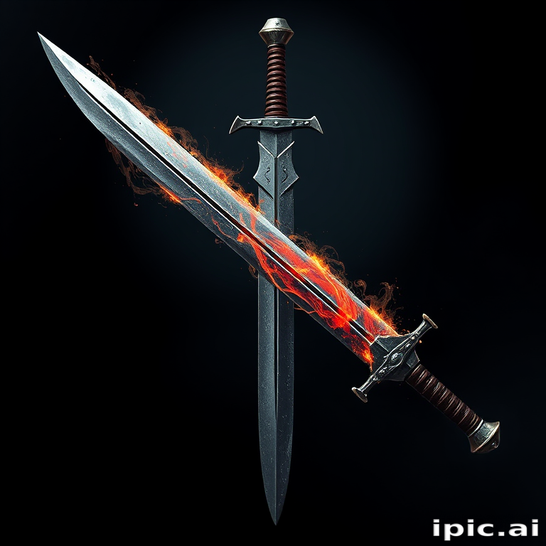 Dual Blades of Fire: A Stunning Display of Fiery Sword Artistry