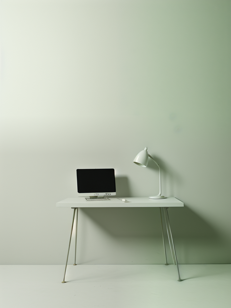 A Minimalist Workspace Featuring a Modern Desk and Stylish Desk Lamp.