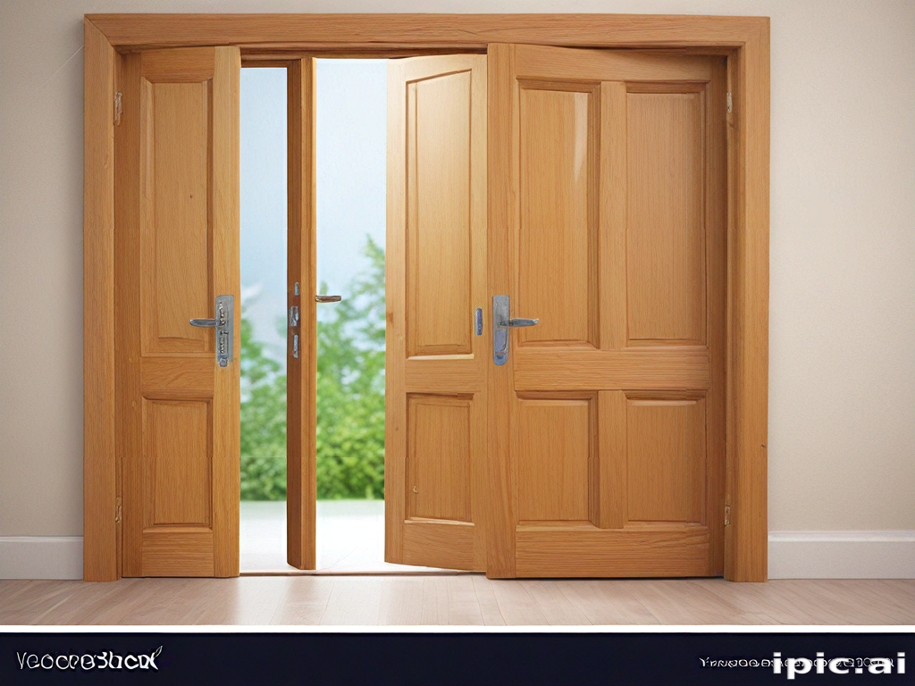 Beautifully Crafted Double Doors Opening to a Lush Green Landscape Outside