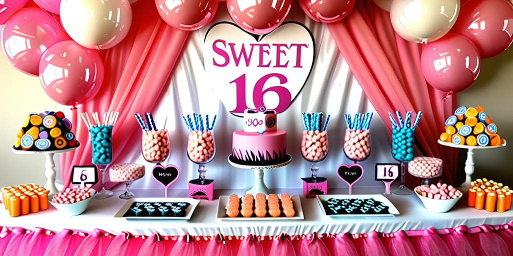 Colorful and Festive Dessert Table for a Sweet Sixteen Celebration