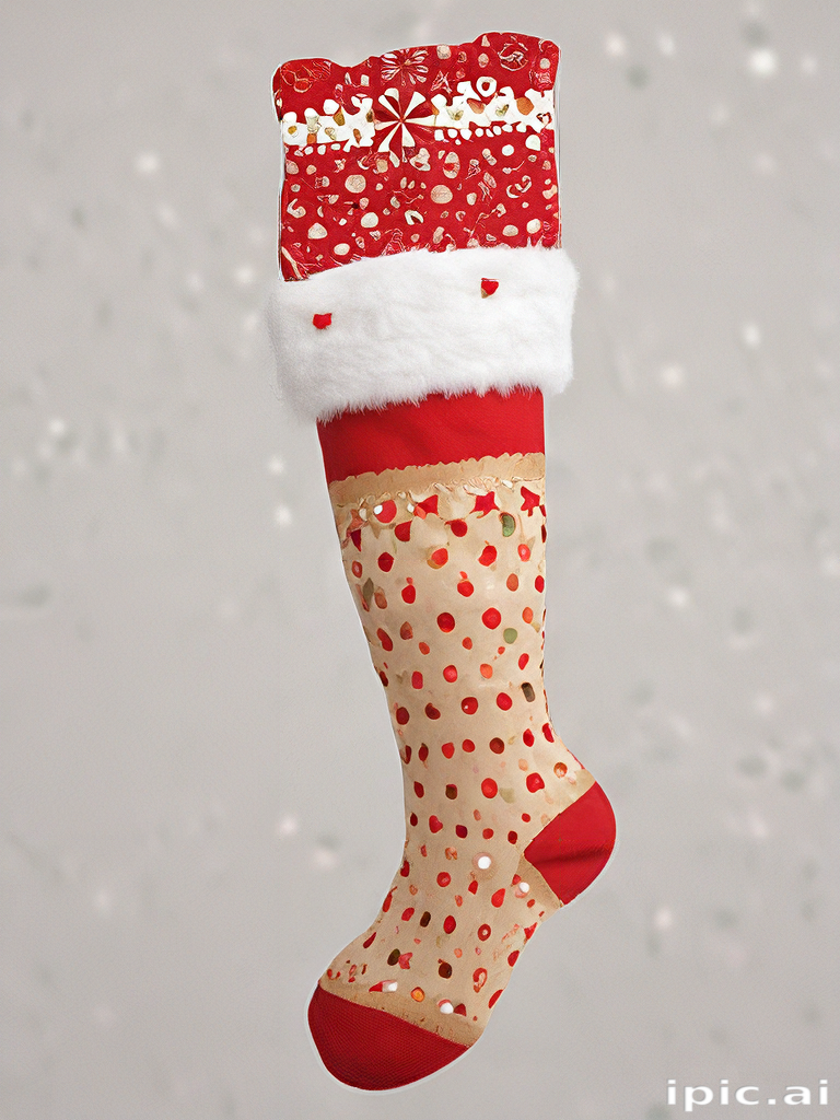 A Festively Designed Christmas Stocking with Cheerful Patterns and Colors.