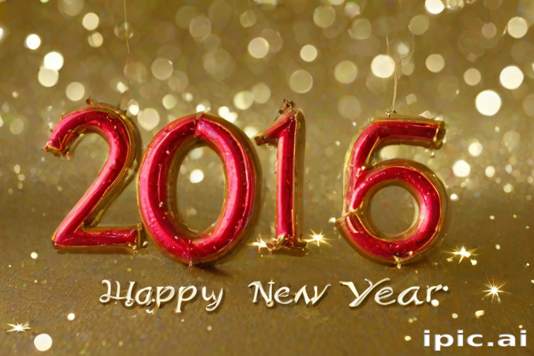 Festive Celebration of the New Year 2016 with Sparkling Golden Background