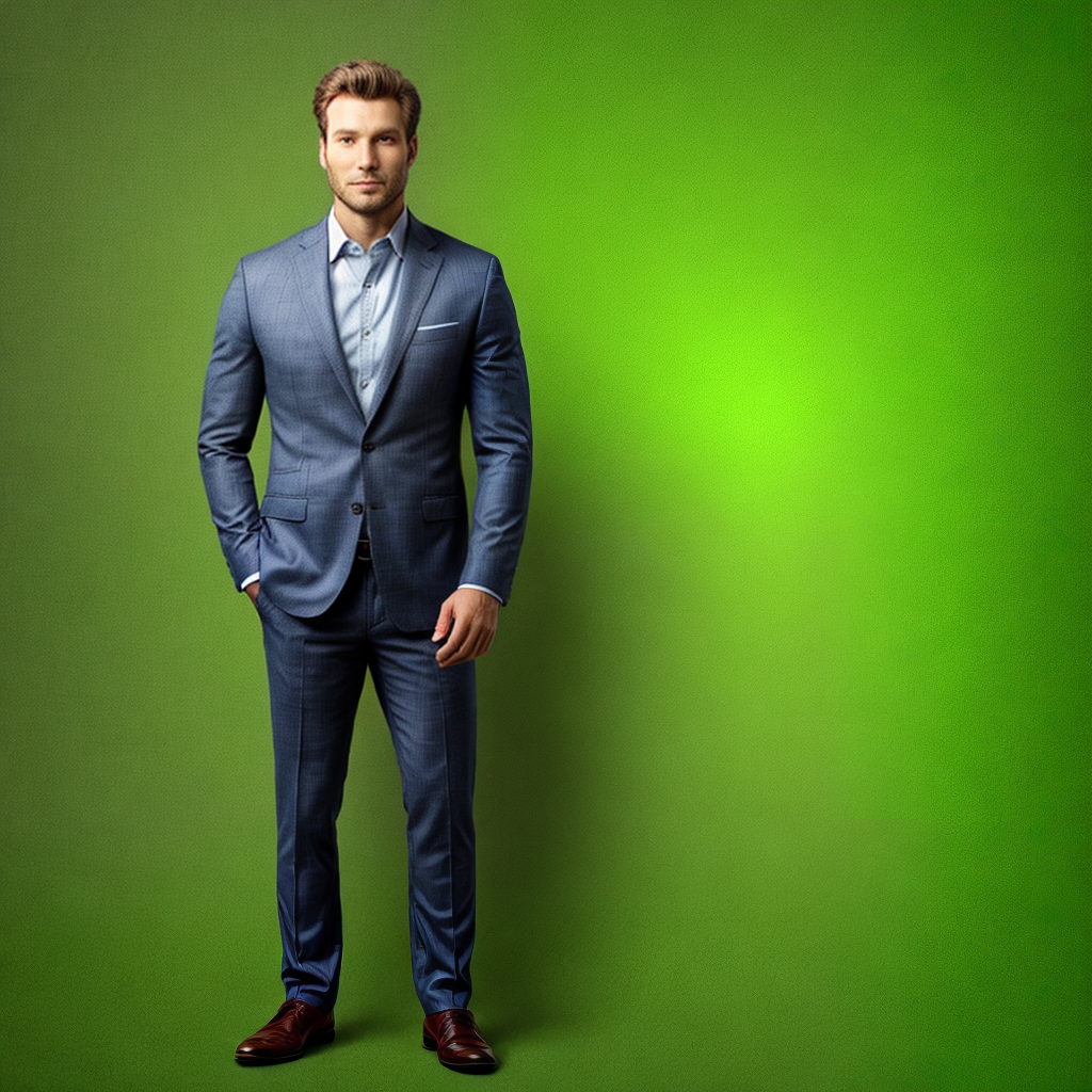 Beautiful man standing full body portrait behind green background