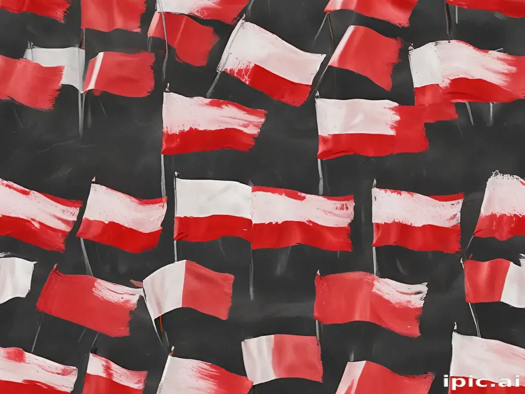 Vibrant Display of Polish Flags Against a Dark Background in Patterns
