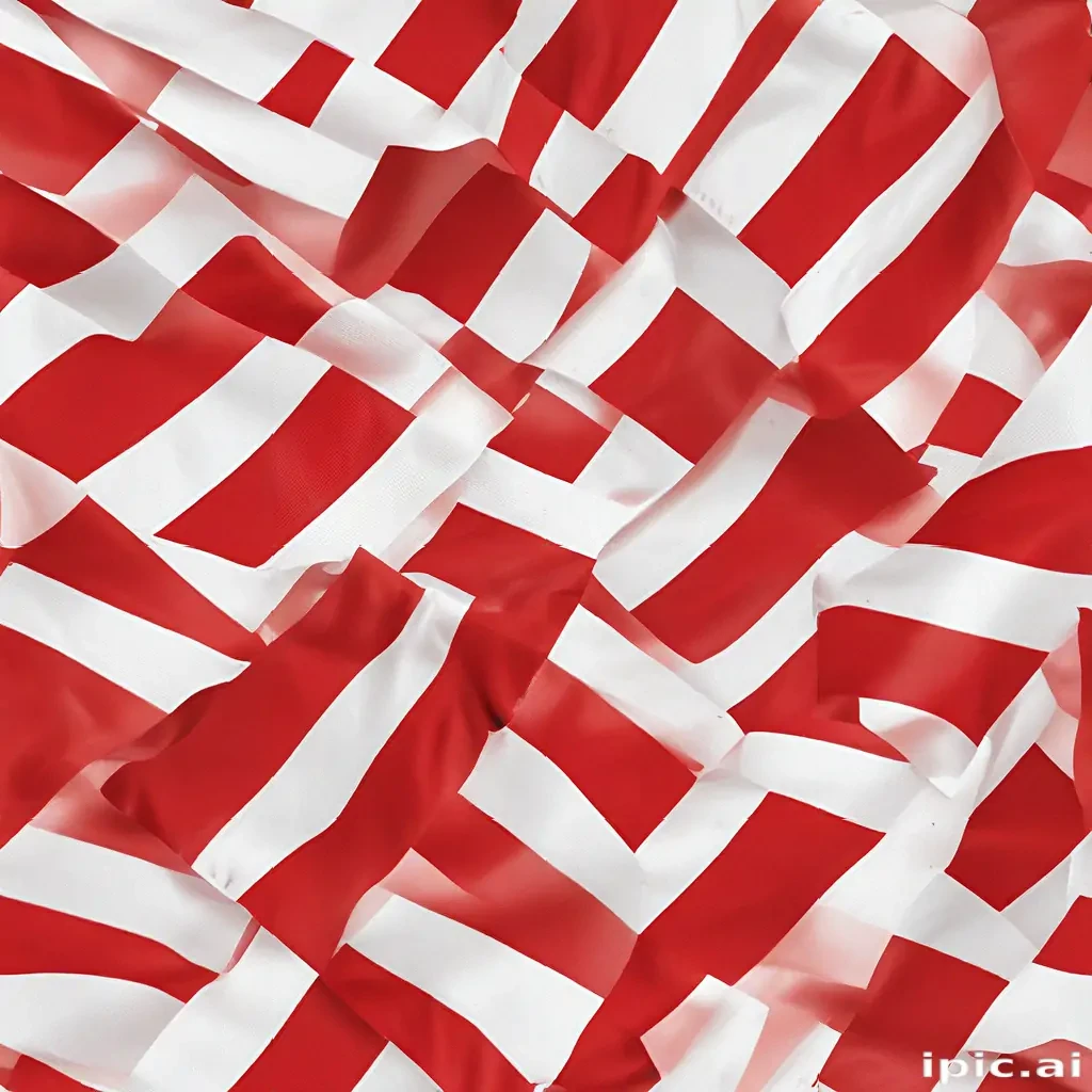 A Vibrant Display of Red and White Flags in a Wavy Pattern.