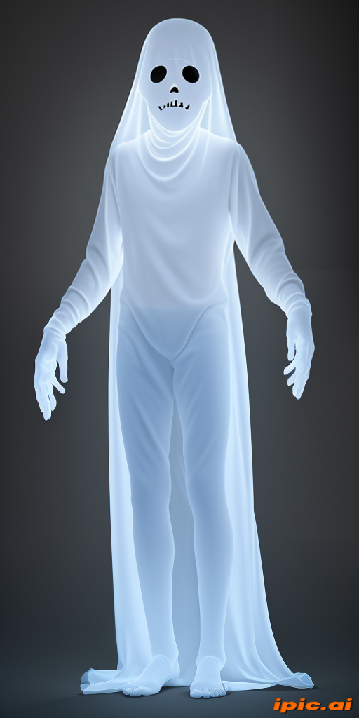 A Mysterious Ghostly Figure in a Flowing White Cloak and Mask.