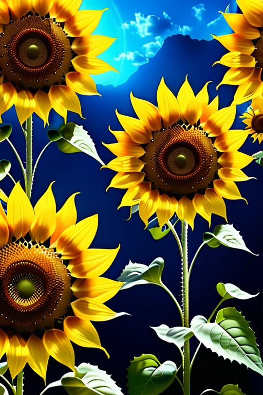 Vibrant Sunflowers Brightening the Landscape Against a Beautiful Blue Sky