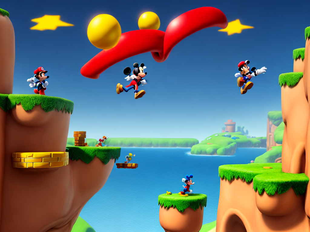 Create a heartwarming and adventurous scene where Mickey Mouse from ...