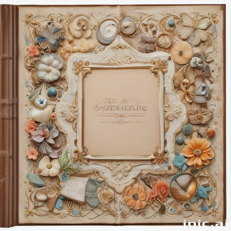 Beautifully Crafted Decorative Cover of an Artful Memory Book with Flowers