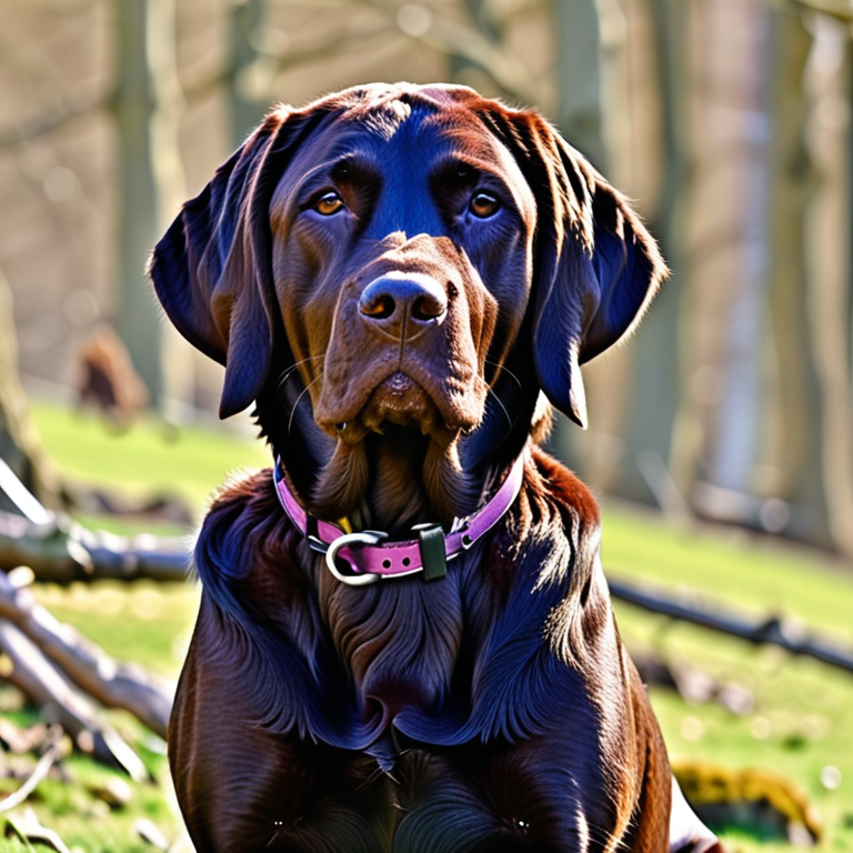 Charming Brown Labrador Retriever Sitting Gracefully in a Sunlit Forest ...
