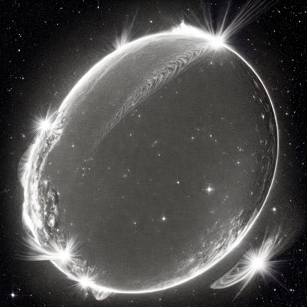 generate Solar Flare Patterns in the style of a coloring book page ...