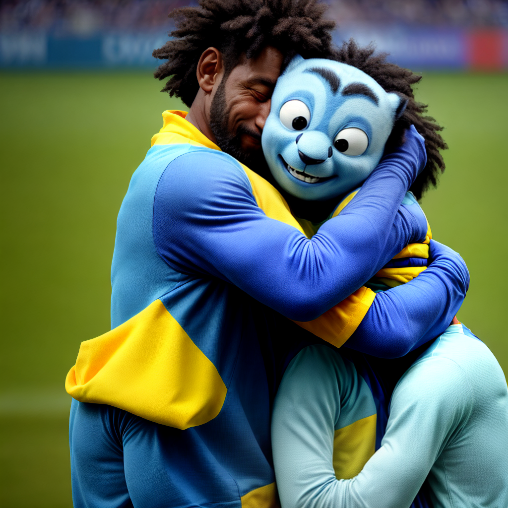 two avatars hugging