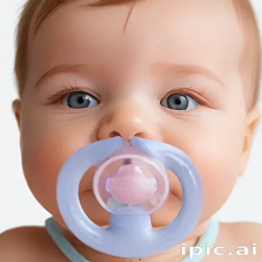 Adorable Baby with a Soothing Pacifier and Bright Blue Eyes