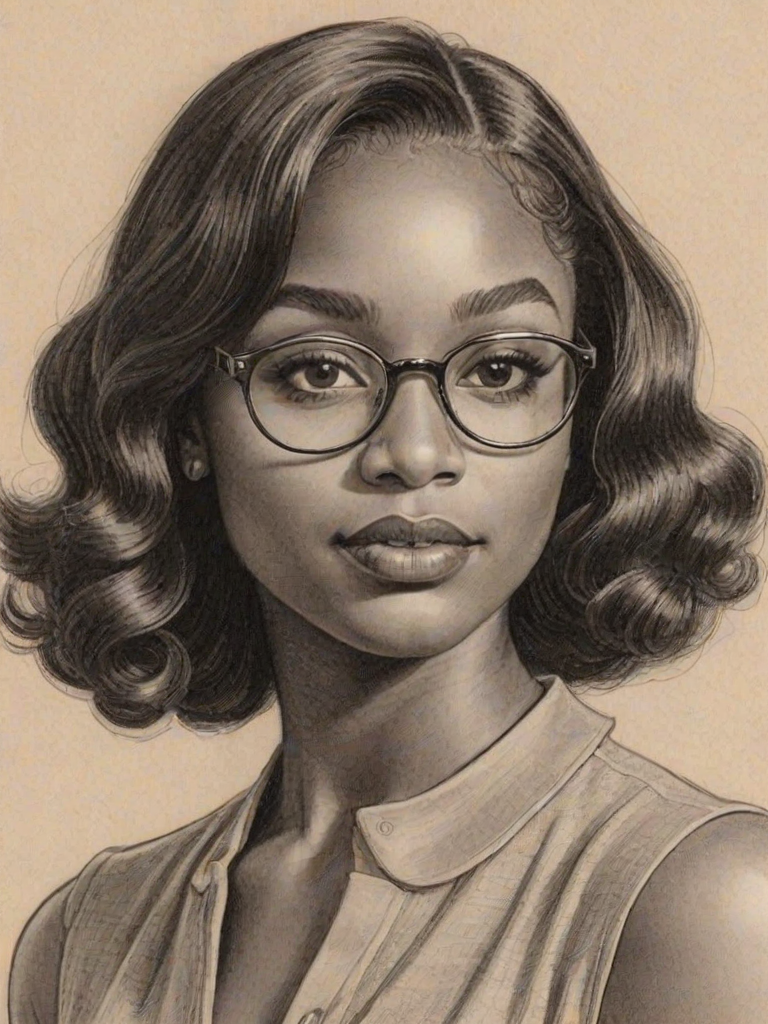 Portrait of a Young Woman with Glasses and Stylish Curly Hair