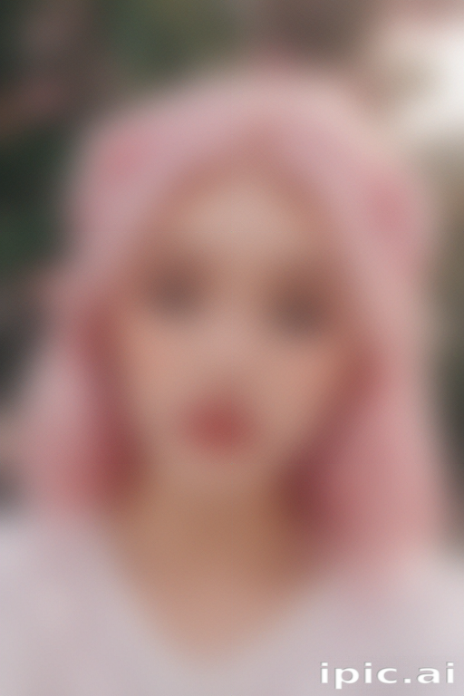 A Mysterious Figure with Soft Pink Hair in a Blurred Background.