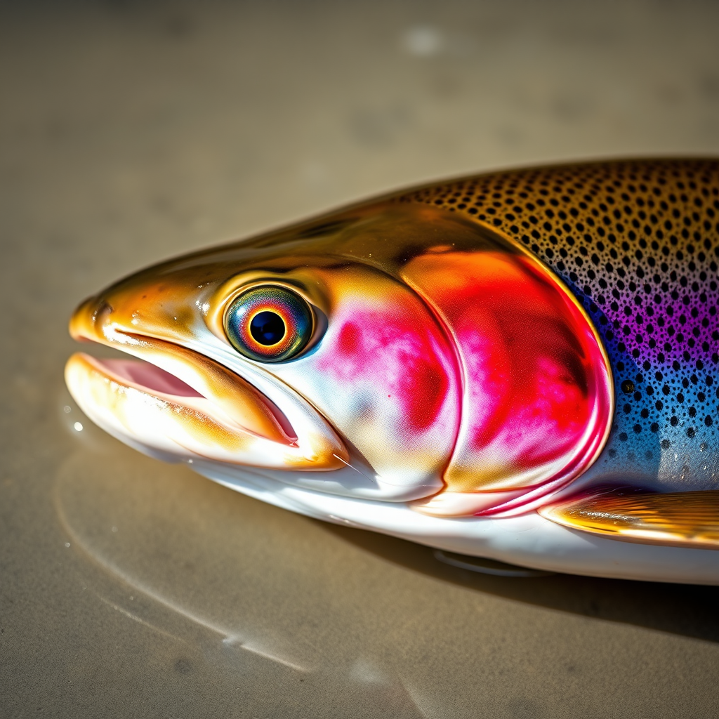 Close-Up of a Vibrantly Colored Fish with Intricate Patterns and Details