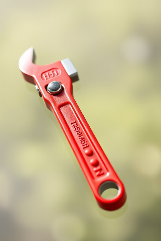 Close-Up of a Bright Red Adjustable Wrench on a Soft Background