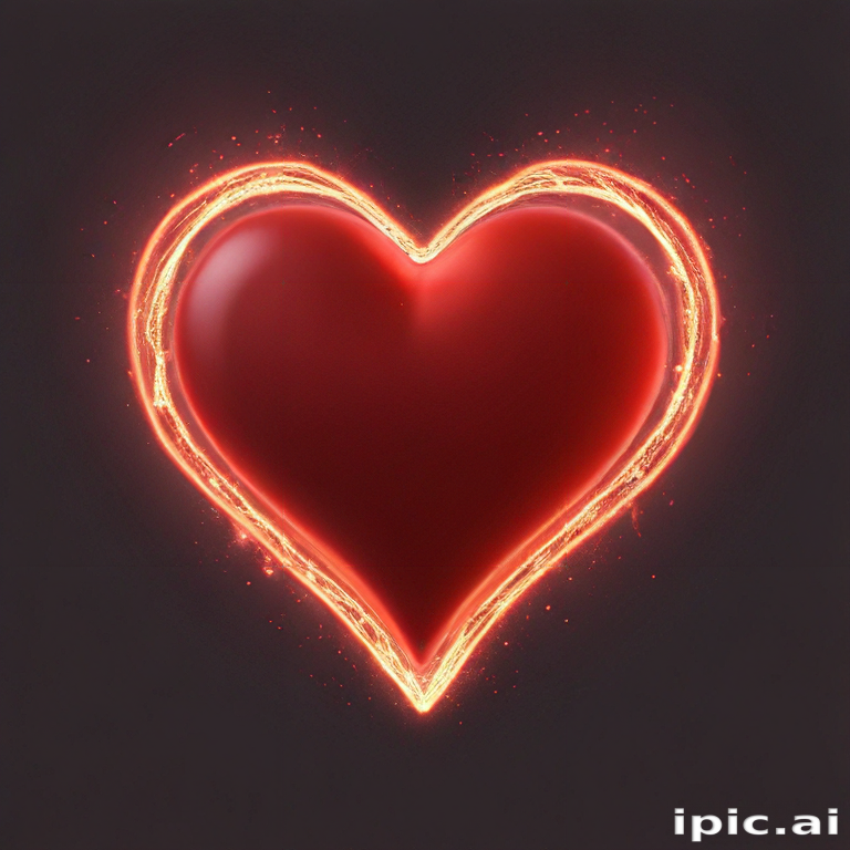 Vibrant Red Heart Surrounded by Glowing Sparks of Passionate Energy