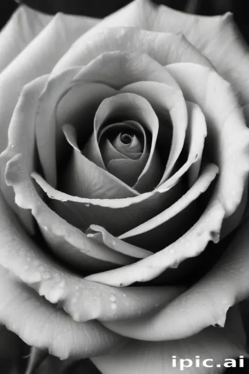 Elegant Black and White Rose Captured in Stunning Detail and Beauty