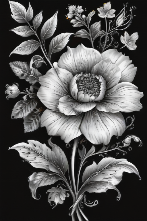 Elegant Monochrome Floral Design Featuring a Stunning Bloom and ...