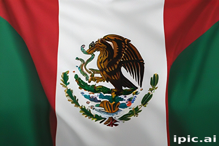 The Vibrant Mexican Flag Displaying the National Emblem and Colors