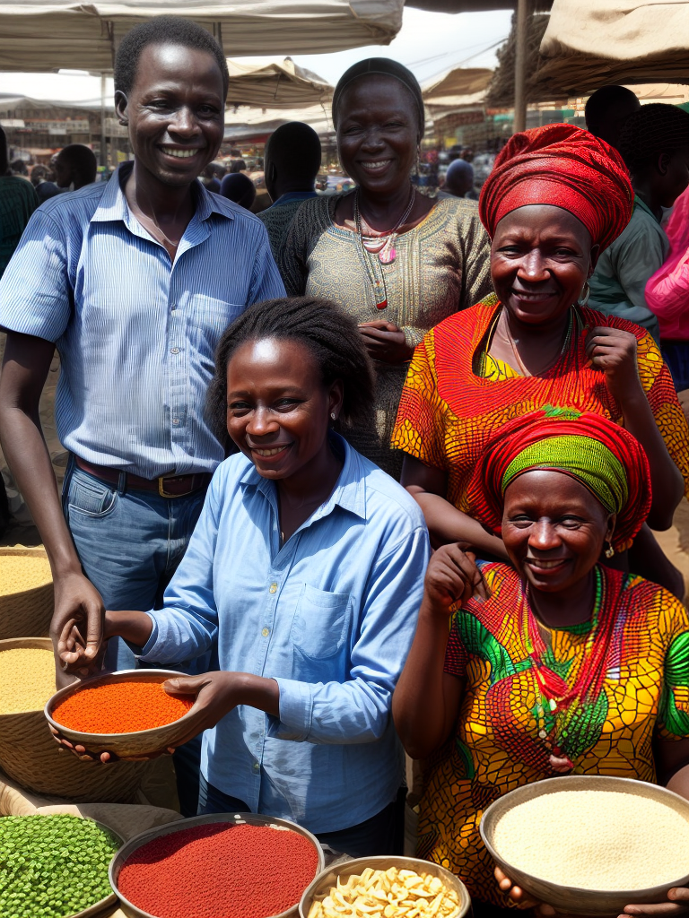 happy Africa traders in the market with money