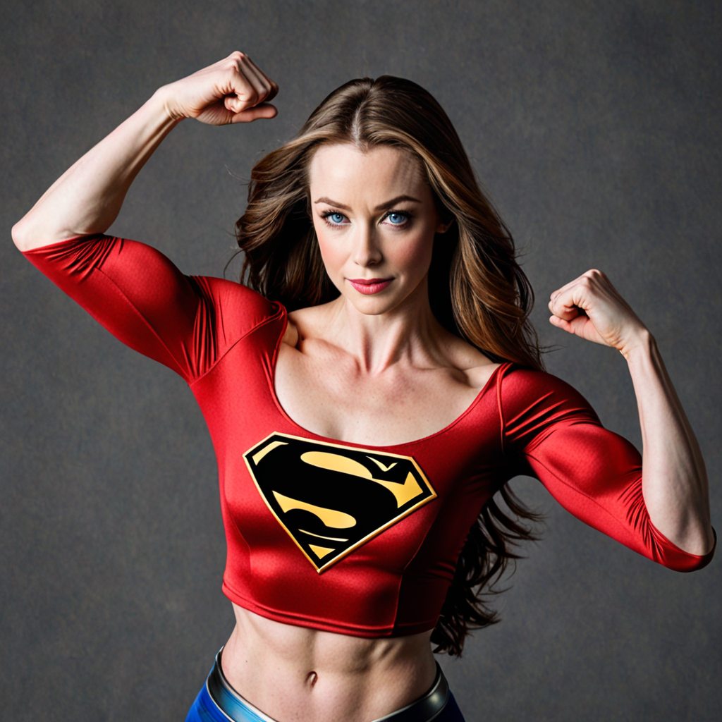 Huge Muscles Kacey Rohl As Supergirl Large Bicep Showing Off Muscles
