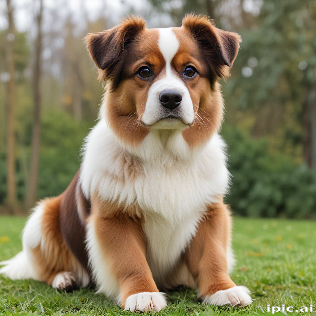A Beautiful Fluffy Dog Posing Gracefully in a Lush Green Park.