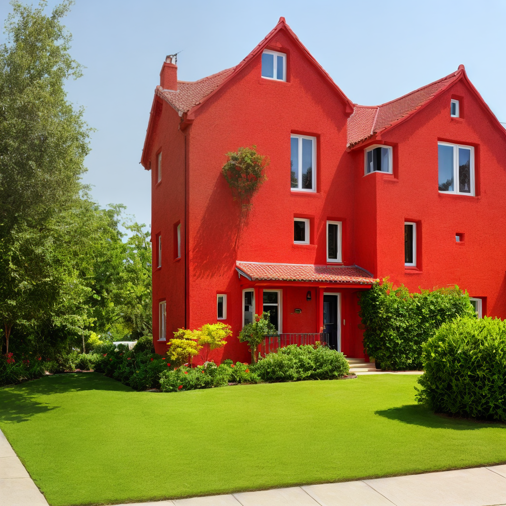 house with a red wall0
