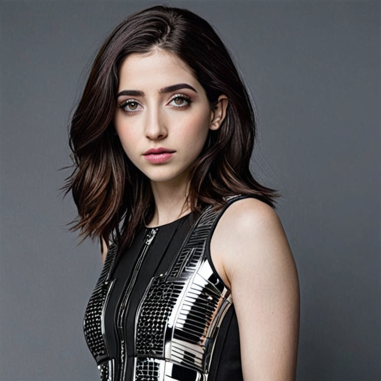 Emily Rudd as alita, half body shot, attractive