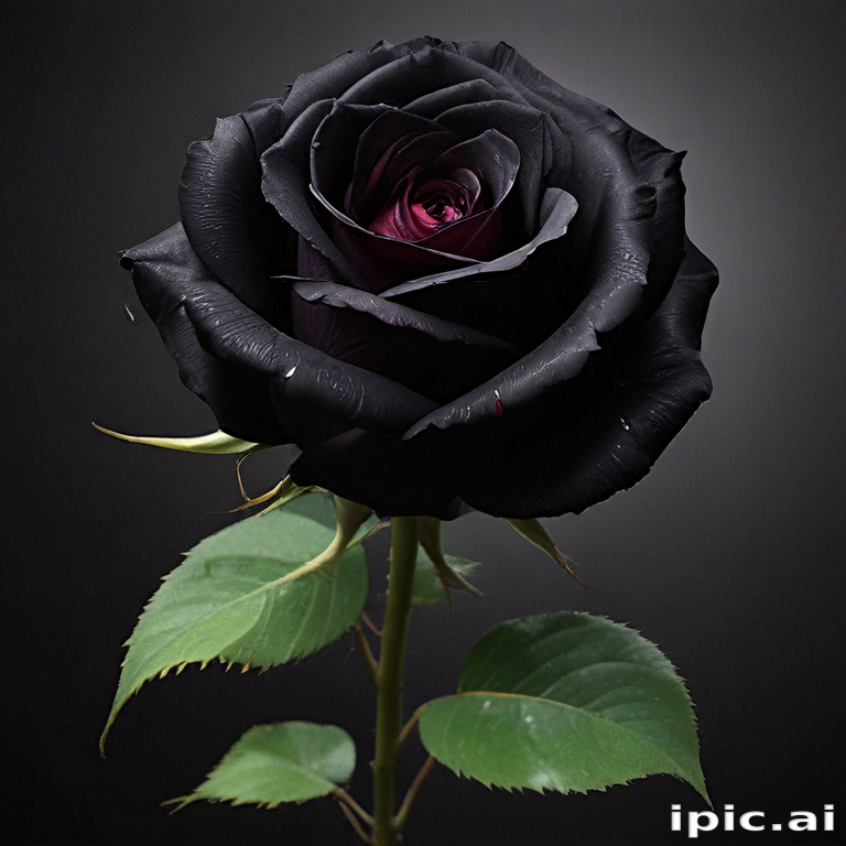 Stunning Black Rose Blooming Elegantly Against a Dark Background