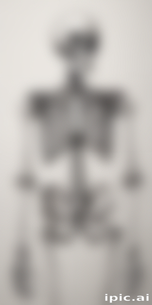 A Blurred Artistic Representation of a Human Skeleton in Monochrome Style.