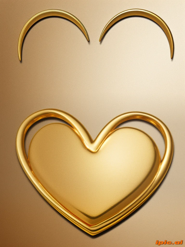 Elegant Golden Heart Design with Complementary Curved Elements on a ...